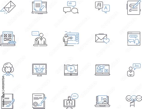 Messaging Outline Icons Collection Texting Chatting Messaging Instant Emailing