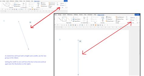 Microsoft Word Draw Rotated Lines Will Not Snap Back To Vertical