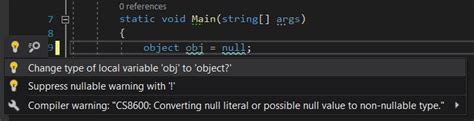 disable suppress nullable warning with context action resharper
