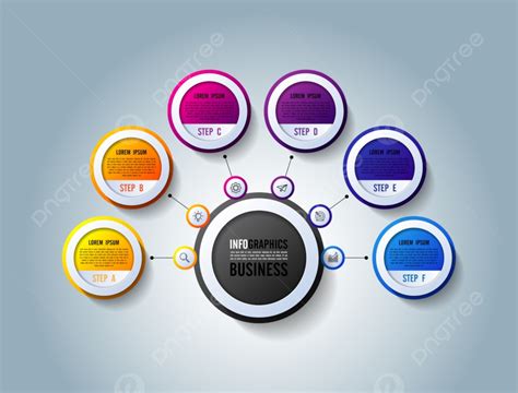 6 단계 브로셔와 그라데이션 비즈니스 인포 그래픽 템플릿 원 다채로운 요소 템플릿 Psd 다운로드 디자인 자료 다운로드