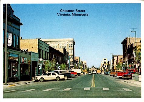 2~4x6 Postcards Virginia Mn Minnesota Chestnut Street Scene And Aerial