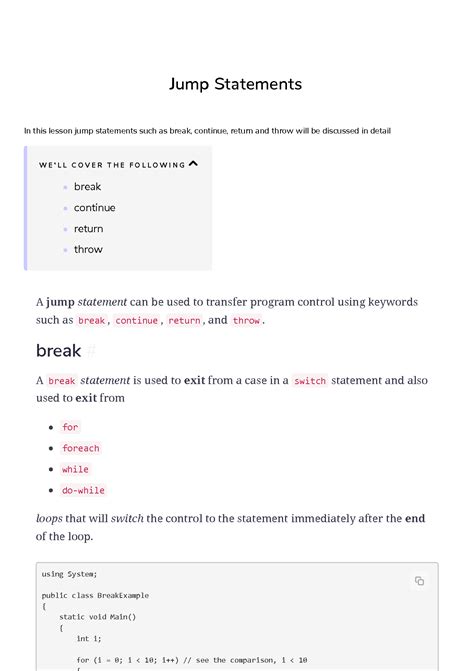 Solution 23 Jump Statements Studypool