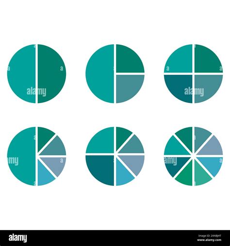 Pie Chart Set Vector Circular Graphs Teal And Blue Statistical Data