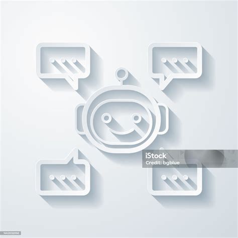 말풍선이 있는 챗봇 빈 배경에 종이 자르기 효과가 있는 아이콘 3차원 형태에 대한 스톡 벡터 아트 및 기타 이미지 3차원 형태 Brand Name Online