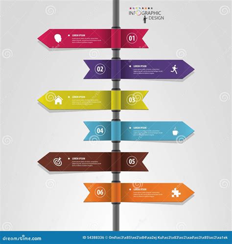 Infographic Template Of Multidirectional Pointers On A Signpost Stock Vector Illustration Of
