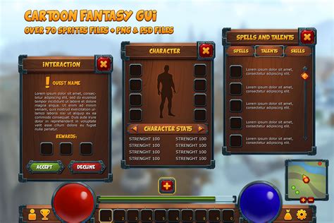Cartoon Fantasy Gui 2d Gui Unity Asset Store