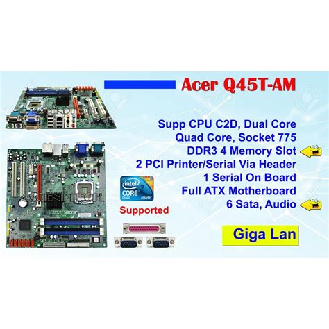 Acer Q45t Am G41 Socket 775 Motherboard 2 Serial Com And 1 Parallel Lpt