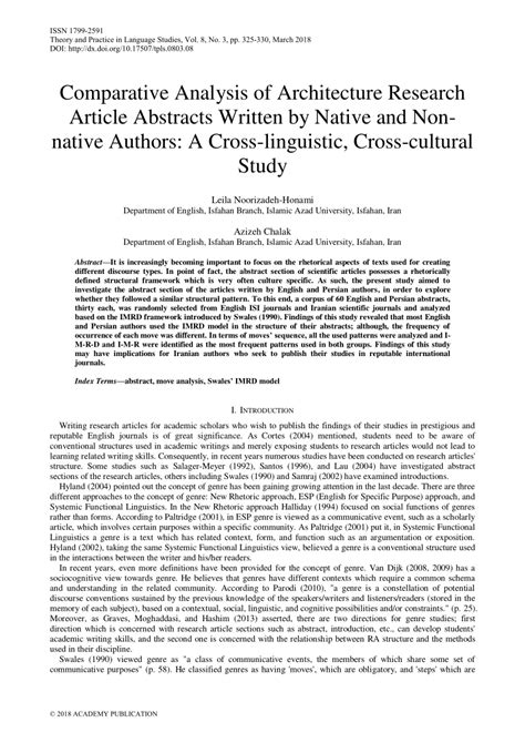 Pdf Comparative Analysis Of Architecture Research Article Abstracts Written By Native And Non