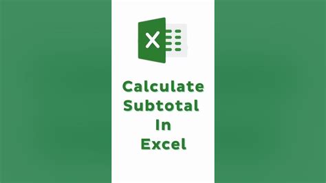 calculate subtotal in excel in 2 easy steps shorts excel youtube