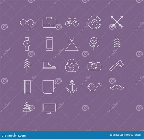 Vector Icons Set In Flat Style Stock Vector Illustration Of Page Mobile