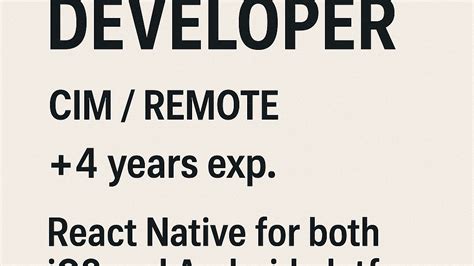 React Native Developer Mobile Remote