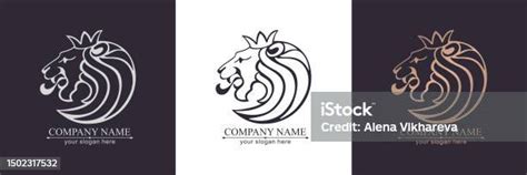 사자 왕관이 있는 사자 머리 벡터 그림 디자인 보편적인 기업 상징 프리미엄 전령 배지 고급에 대한 스톡 벡터 아트 및 기타