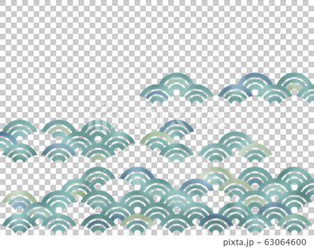 青海波 壁紙 手描き風破れ青海波ランダム下フレーム 緑系 JPGPNG背景透過のイラスト素材 63064600 PIXTA