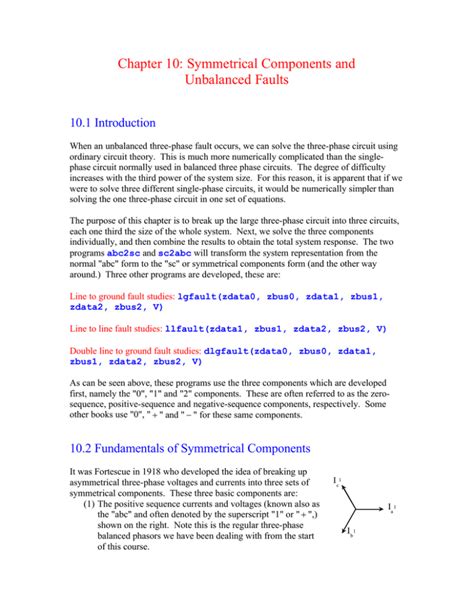 Chapter 10 Symmetrical Components And Unbalanced Faults
