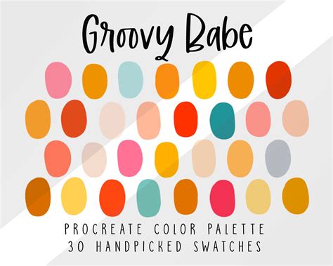 Groovy Vintage Procreate Color Palette Color Swatches Retro Etsy