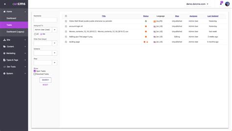 Workflow Tasks DotCMS Dev Site Workflow Tasks DotCMS Dev Site