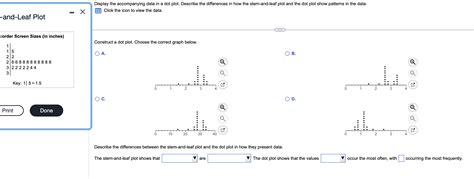 solved display the accompanying data in a dot plot describe