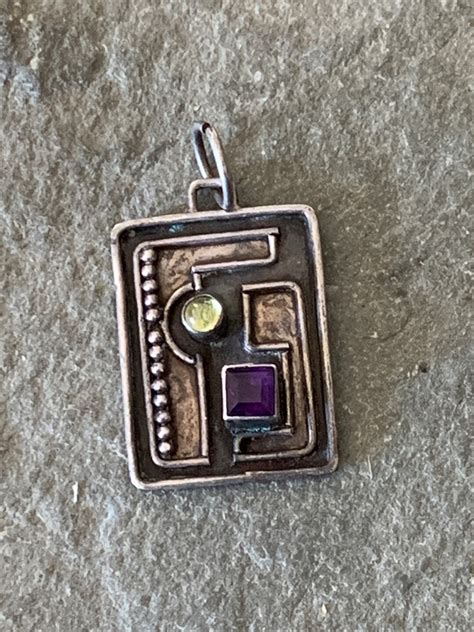 Amethyst And Peridot Pendant With Sterling Silver Etsy