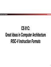 Lecture 8 RISC V Instruction Formats Pdf Course Hero