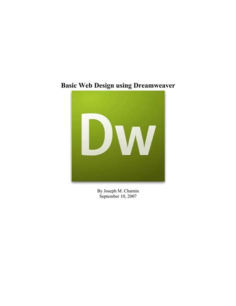 Basic Web Design In Dreamweaver Doc