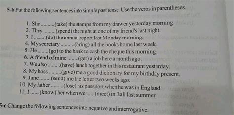 5 B Put The Following Sentences Into Simple StudyX