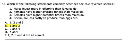 Solved 16 Which Of The Following Statements Correctly