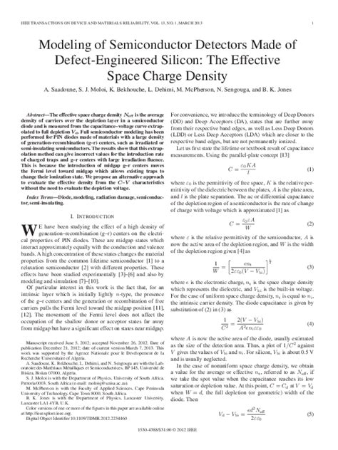 Pdf Modeling Of Semiconductor Detectors Made Of Defect Engineered Silicon The Effective Space