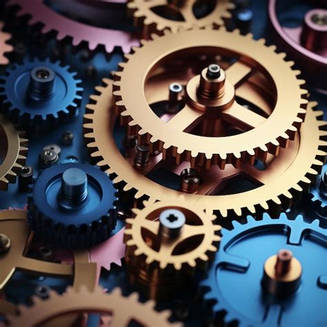Uma Renderização 3d De Uma Roda Dentada Metálica Elaborada Com Camadas