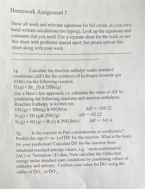 Solved Homework Assignment 3 Show All Work And Relevant