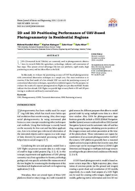 Pdf 2d And 3d Positioning Performance Of Uav Based Photogrammetry In