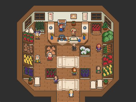 2d pixel art medieval shop interior tileset by elthen s pixel art shop