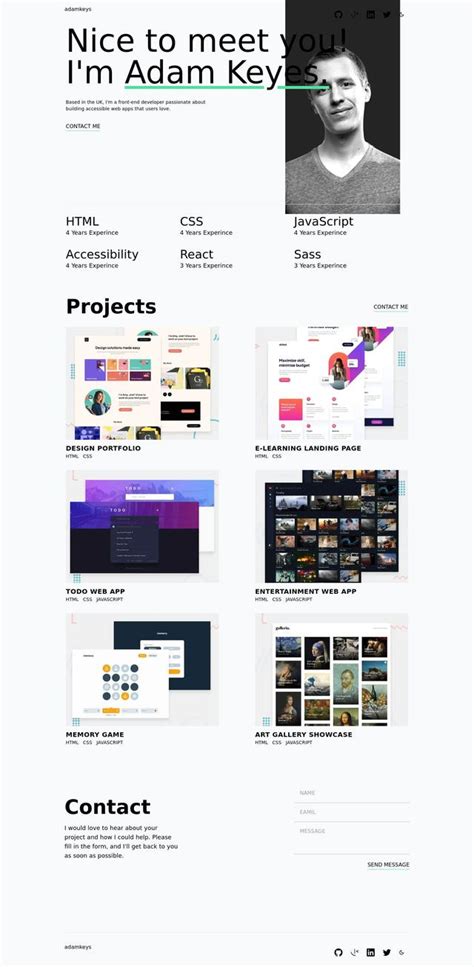 Frontend Mentor Portfolio Made With Nextreact And Tailwindcss Coding Challenge Solution
