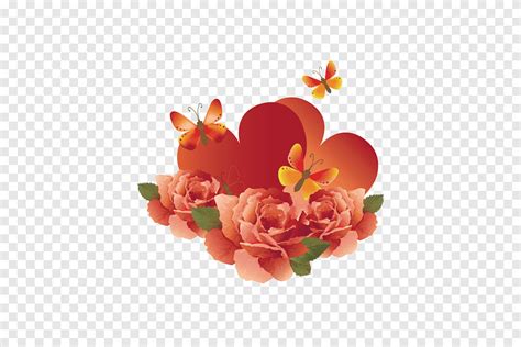 T 셔츠 나비 붉은 꽃 나비 파리 사랑 꽃꽂이 Png Pngegg