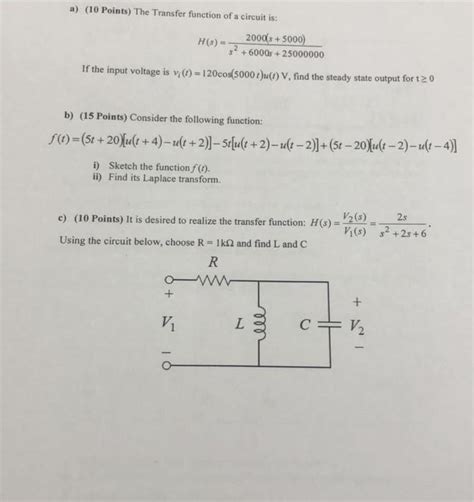 Solved A Points The Transfer Function Of A Circuit Is Chegg