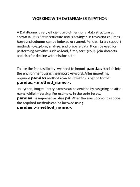 Working With Dataframes In Python Pdf