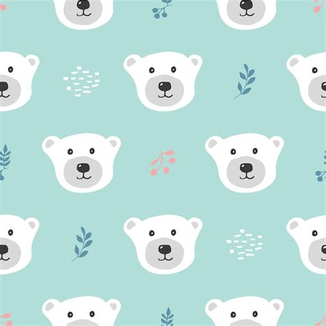 귀여운 곰 원활한 패턴 벡터 일러스트 레이 션 프리미엄 벡터
