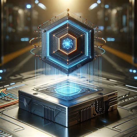 Sci Fi Processor Core With Glowing Data Lines And Floating Wires Stock Image Image Of Pulse