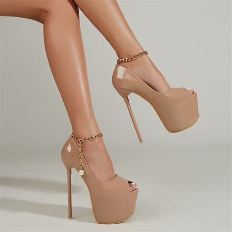 Sexy Stiletto High Heel Platform Luxury Metal Chain Women Shoe 2026