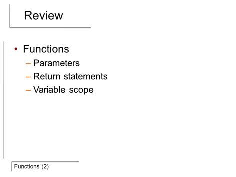 Itec 109 Lecture 15 Advanced Functions Functions 2 Review Functions