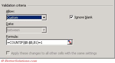 Excel Data Validation Prevent Duplicates