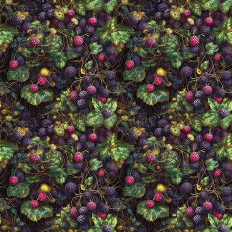 Field Of Wild Blackberries Or Brambles Growing Ripe And Ready To