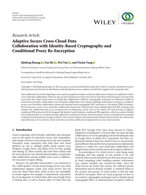 Pdf Adaptive Secure Cross Cloud Data Collaboration With Identity