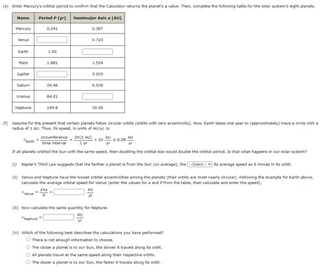 Solved E Enter Mercurys Orbital Period To Confirm That