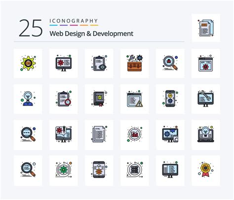 Web Design And Development Line Filled Icon Pack Including Scan Settings Eye Toolbox Kit
