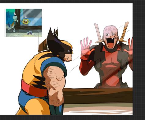 Deadpool Wolverine Spongebob Squarepants And Squidward Tentacles Marvel And 4 More Drawn By