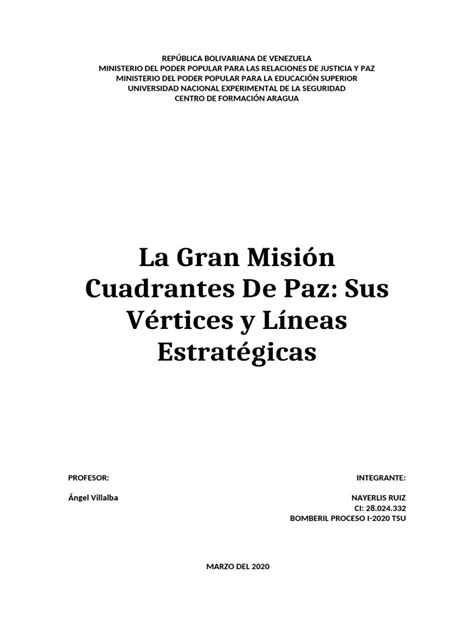 Cuadrantes De Paz Trabajo Pdf