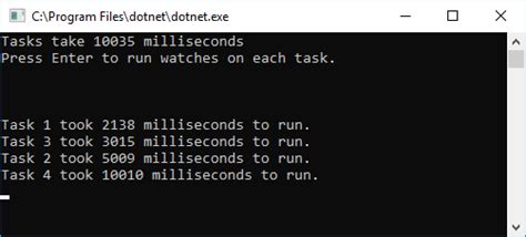 Using Stopwatch And Continuewith To Measure Task Execution Time In C