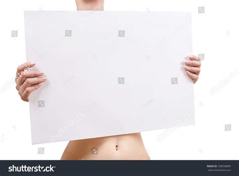 Naked Woman Holding Empty White Blank Stock Photo Shutterstock