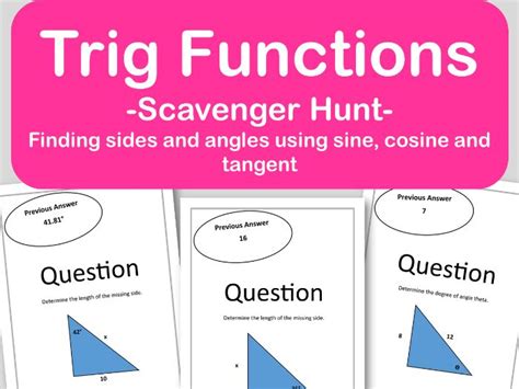 Trig Functions Scavenger Hunt Finding Side Lengths And Angles Ccss