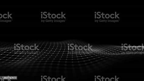 움직이는 점과 선을 가진 추상적 인 미래 파동 입자의 흐름 사이버 기술 일러스트레이션 3d 렌더링 3차원 형태에 대한 스톡 사진 및 기타 이미지 Istock